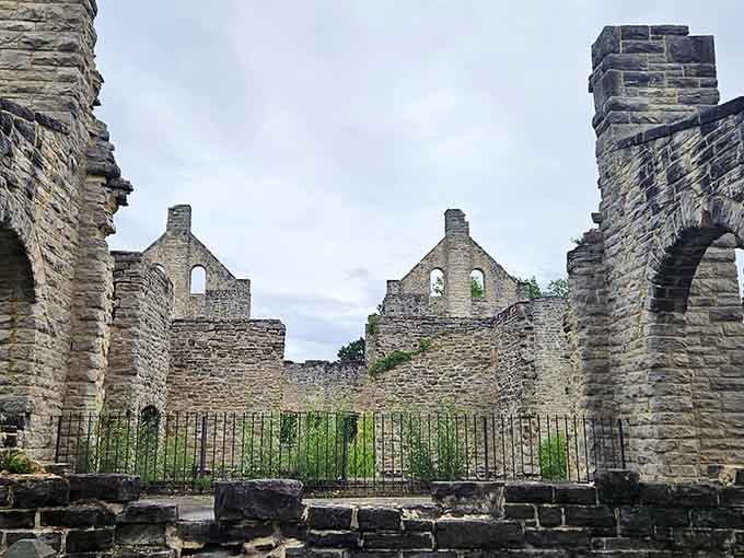 Those empty window frames now showcase the best art installation of all: pure Missouri sky and endless green hills.