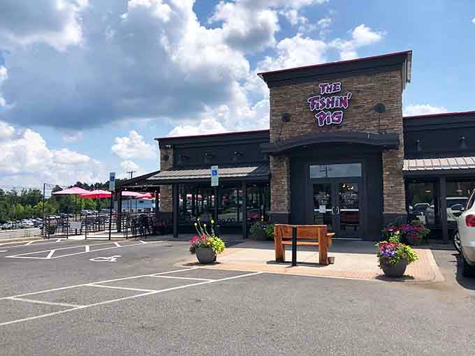 Flowers blooming by the entrance welcome you like an old friend, setting the tone for Southern hospitality done right.