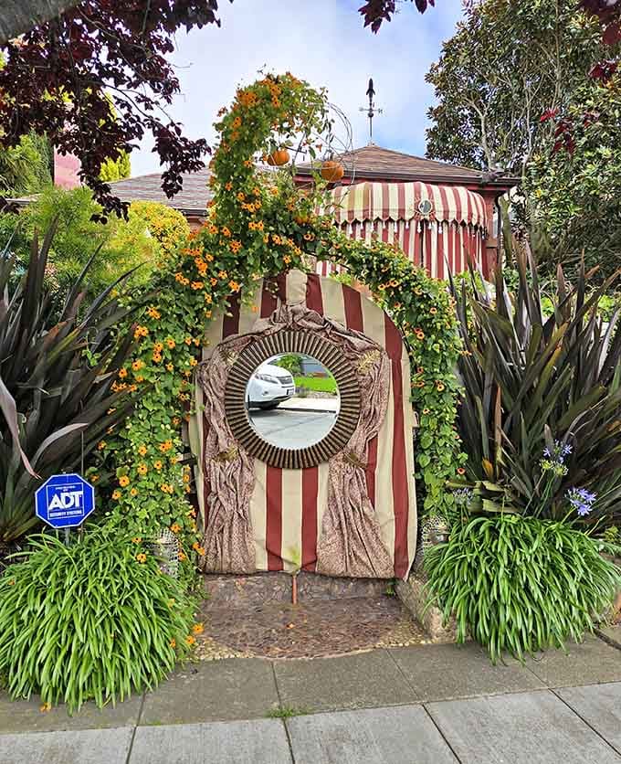 The neighbors must love explaining to their insurance company why their street looks like Wonderland's back entrance.