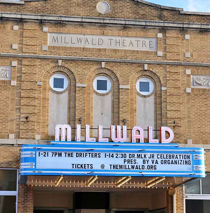 The Millwald Theatre's marquee glows with promise, a beacon of culture that's seen everything from silent films to The Drifters.