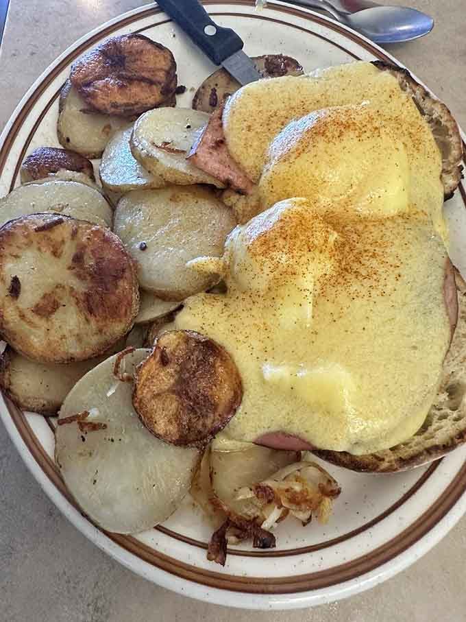 Eggs Benedict gets the hash brown treatment here, because why should English muffins have all the fun?