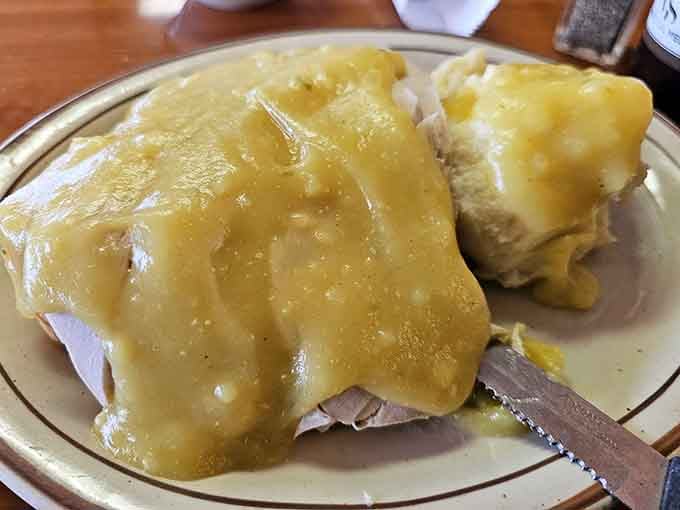 Turkey smothered in gravy&mdash;comfort food that doesn't just speak to your soul, it gives it a warm, reassuring hug.