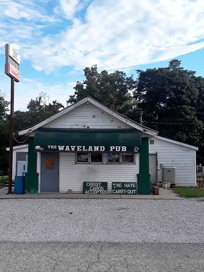 The Waveland Pub keeps it real with that "we have carry-out" sign, because sometimes simple is perfect.