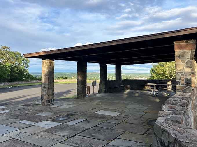 This covered picnic pavilion offers million-dollar views without the mortgage, just bring sandwiches and reasonable expectations about weather.
