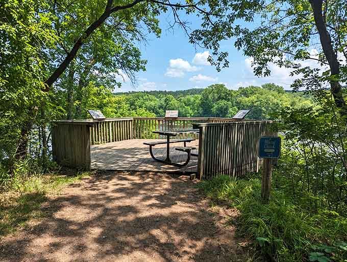 River overlook decks offer front-row seats to Minnesota's best show, performed daily without tickets.