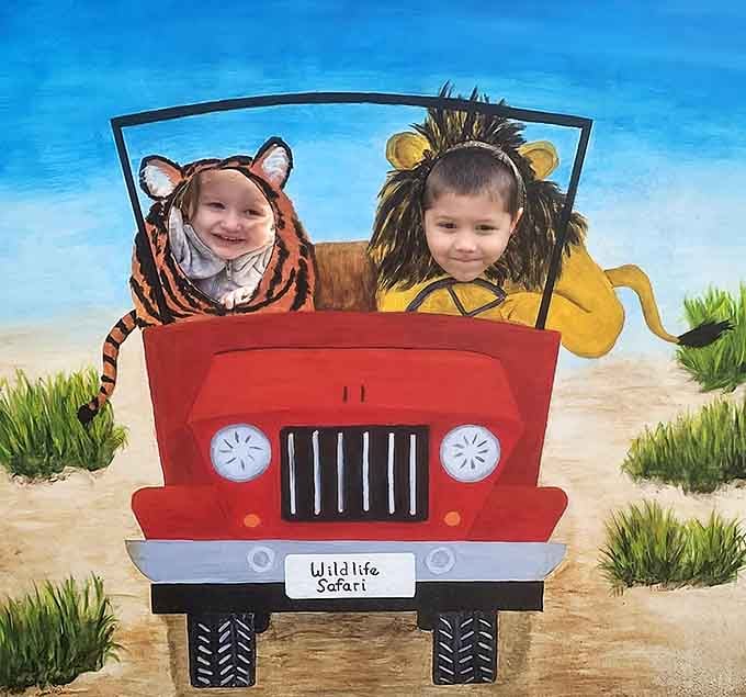 This photo op turns kids into safari adventurers, perfect for grandparents' refrigerators and Facebook bragging rights.