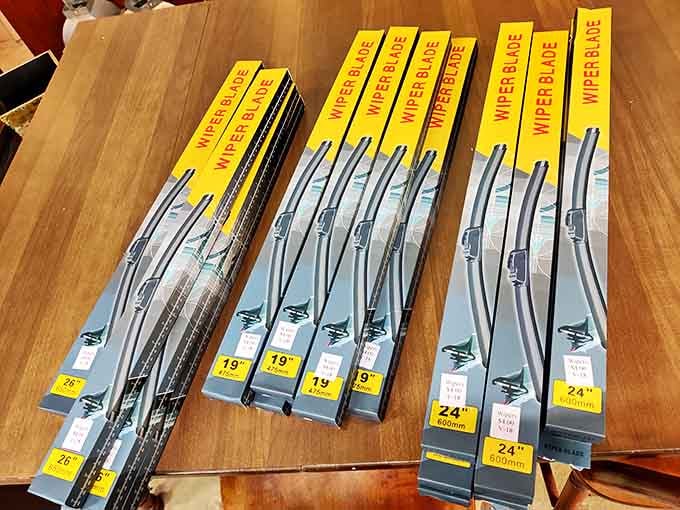 New-in-box wiper blades prove that practical treasures hide among the nostalgic ones. Rainy day insurance at flea market prices!