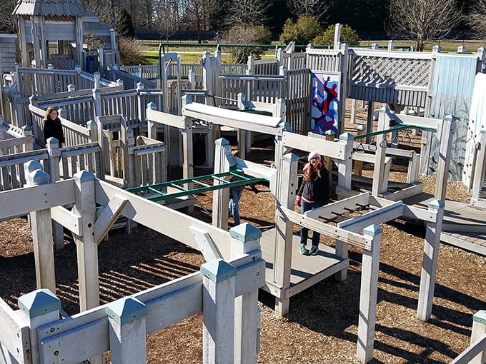 That white climbing structure looks like an architect's fever dream, and kids absolutely love every angle.