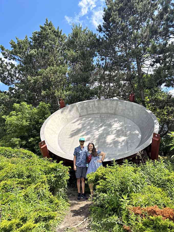 Finding someone who'll pose with you at a giant pie pan is true love, Michigan style.