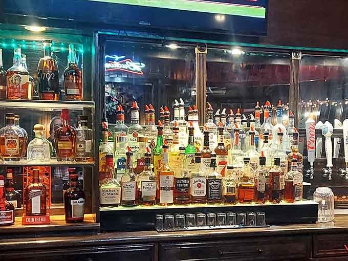 A well-stocked bar like this means they take your dining experience as seriously as their fish and chips.