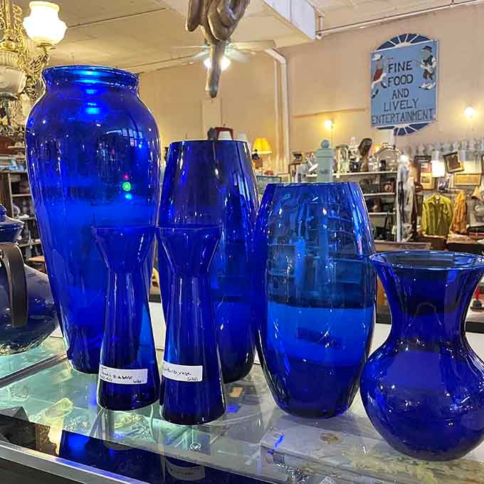 These cobalt blue vases aren't just glass&mdash;they're liquid sapphires that would make even the simplest bouquet look museum-worthy.