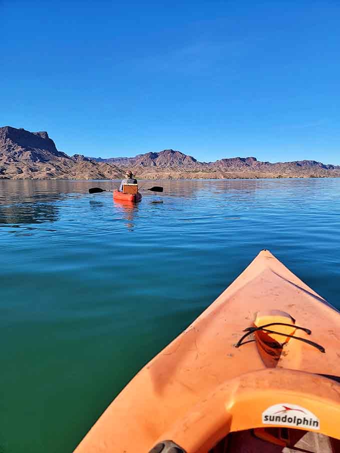Paddle your way to perspective. Kayaking these crystal waters offers the most intimate introduction to Cattail Cove's magnificent scale.