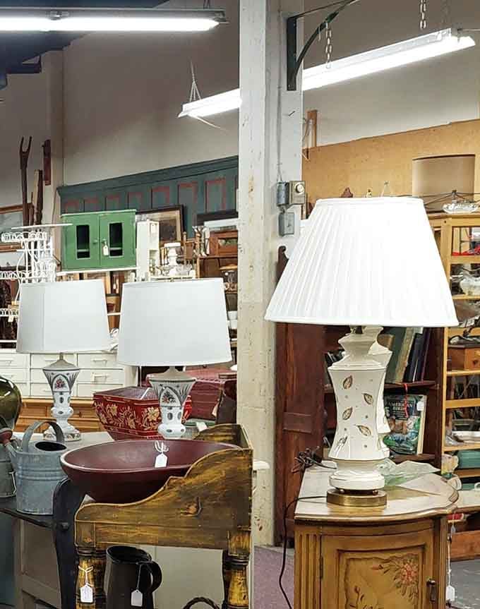 Lamplight that witnessed decades of family dinners and bedtime stories now waits for a second act. Each shade tells tales of evenings long past.