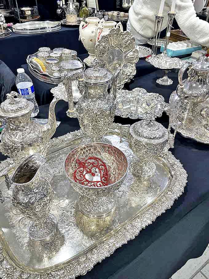 Silver service fit for royalty or your next potluck. Nothing says "I'm adulting successfully" like vintage serving pieces with mysterious specialized functions.