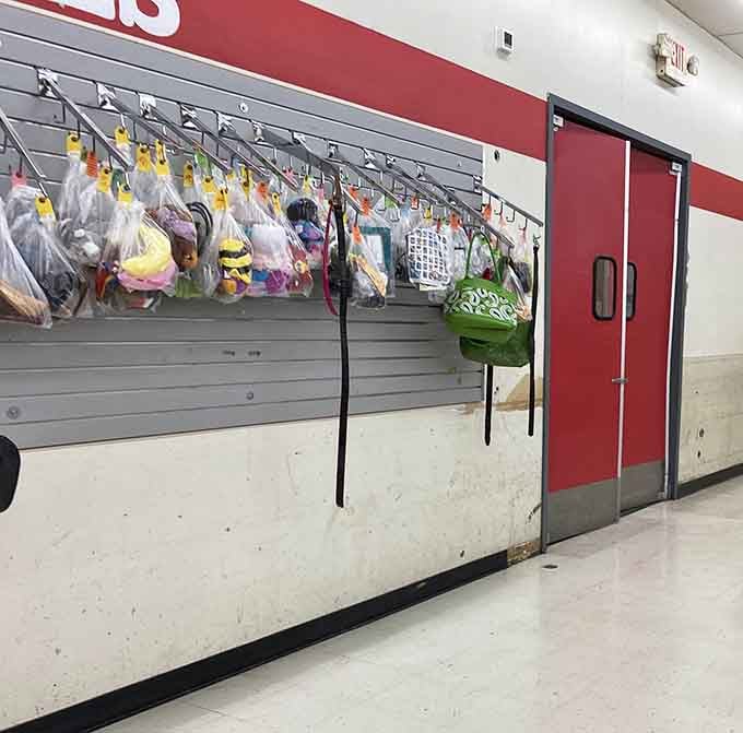 Plastic treasures waiting for new homes. Those bagged toys might contain the exact action figure that completes someone's childhood collection.