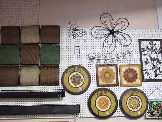 Wall art that spans generations. Those metal flowers and retro circular designs would transform any blank wall into a conversation starter.
