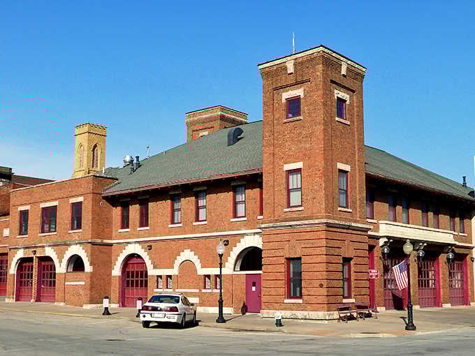 Burlington's historic fire station stands as a brick sentinel of the past. This architectural gem represents the affordable character found throughout town.