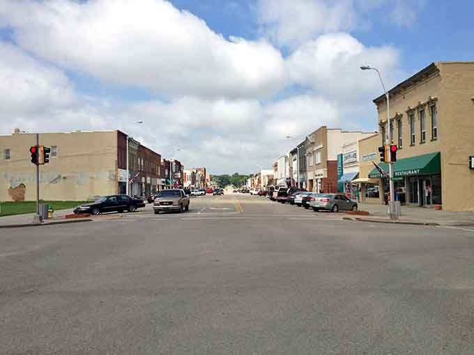 Wide streets and solid buildings create a downtown that feels substantial, dependable, and genuinely welcoming.