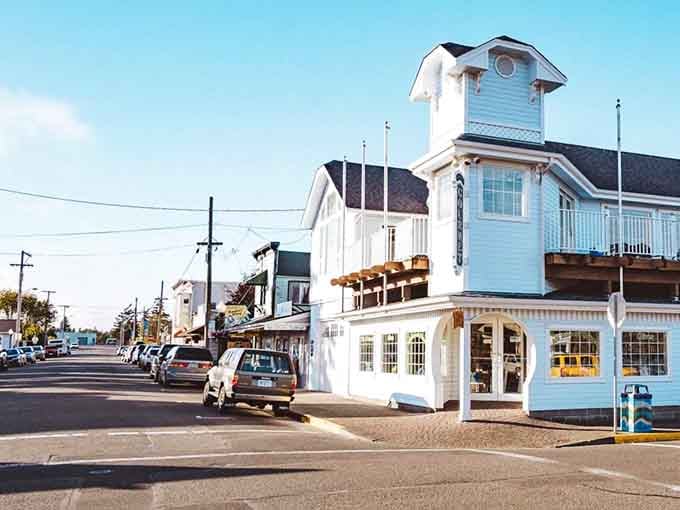 Florence's charming coastal architecture welcomes visitors with white buildings that practically whisper, "Come in, the chowder's almost ready!"