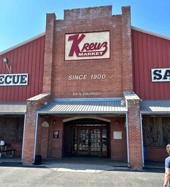 Kreuz Market's imposing facade has been announcing "serious BBQ happens here" since 1900. Some things never need changing.