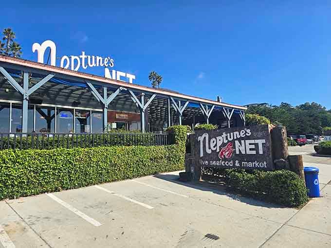 Neptune's Net—where bikers, surfers, and foodies find common ground over crispy seafood platters and Pacific Ocean breezes.