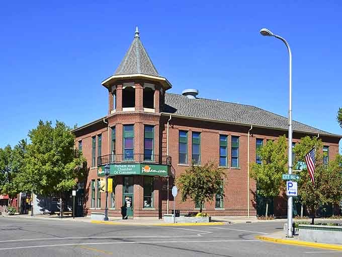 That distinctive turret and brick facade create a corner building that's equal parts castle and community gathering spot.