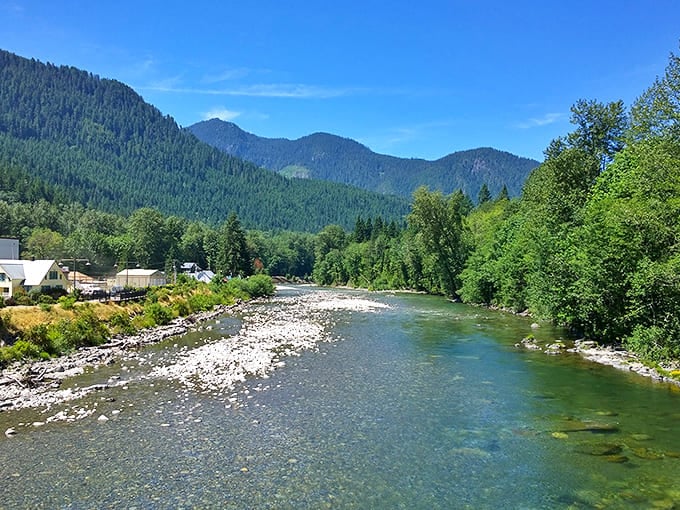 Nature's masterpiece &ndash; the crystal-clear waters of the Skykomish River carve through mountains like Mother Nature's own sculpture.