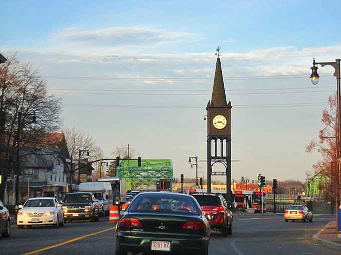 That whimsical clock tower painted in cheerful colors brings a smile like finding an old friend in an unexpected place.