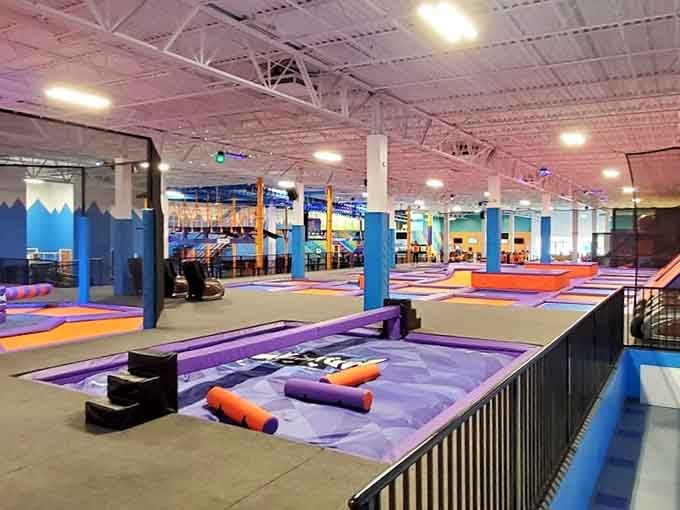 The sprawling space opens up like an aircraft hangar converted into the ultimate indoor activity center.