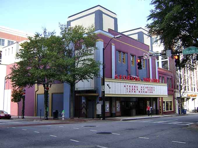 That Art Deco theater marquee glows with the promise of entertainment that won't require a small loan.