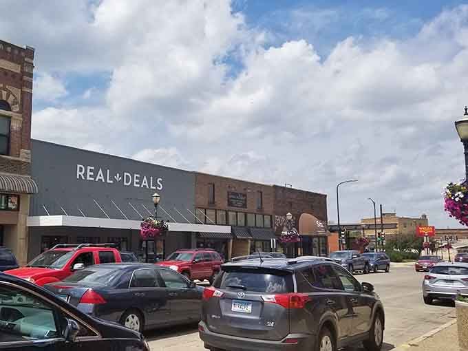 Brick buildings line Austin's Main Street, housing local businesses where prices don't require a second mortgage or fainting couch.