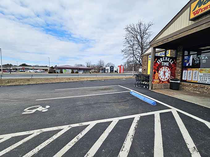 Wide open parking lots and quiet roads remind us that not every town needs to rush into tomorrow's chaos.