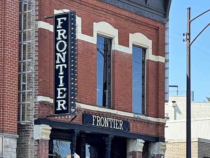 Daylight reveals the handsome brick architecture housing this spirited saloon where frontier flavors meet modern city dining.