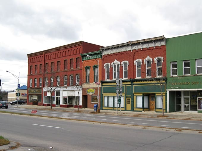 These colorful storefronts pop against gray skies, proving that charm doesn't need sunshine or a trust fund to shine.