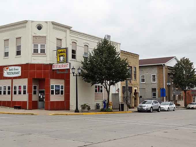 That corner restaurant's retro charm promises hearty meals and friendly service that never goes out of style here.