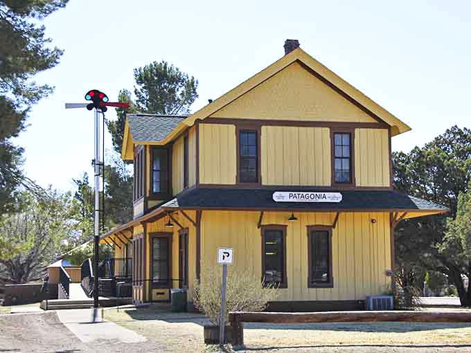Patagonia's historic train station stands as a sunny yellow reminder that the best journeys sometimes end in small towns.