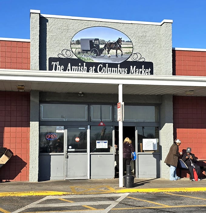 Horse-and-buggy imagery promises authentic handcrafted goods inside, where quality trumps quantity every single time without exception.