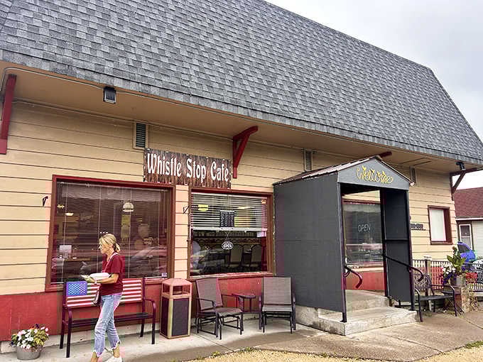 That vintage sign isn't just pointing you toward breakfast, it's pointing you toward happiness in pie form.