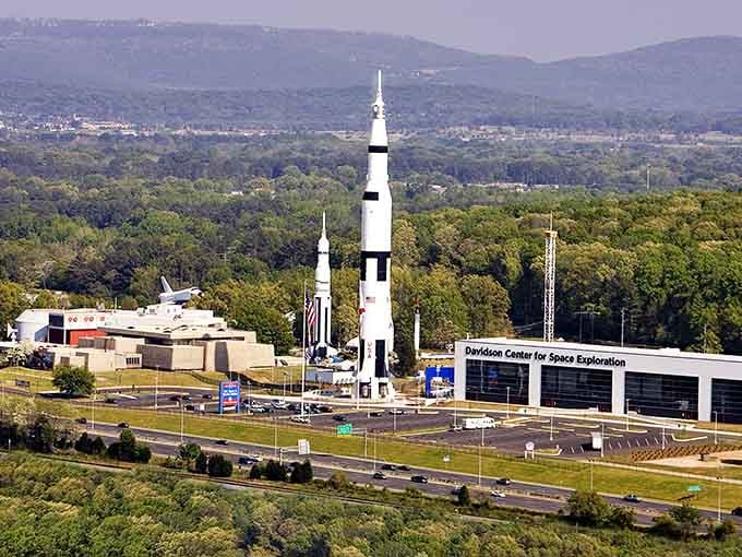 That towering Saturn V rocket isn't compensating for anything, it literally launched humans to the moon from Alabama soil.