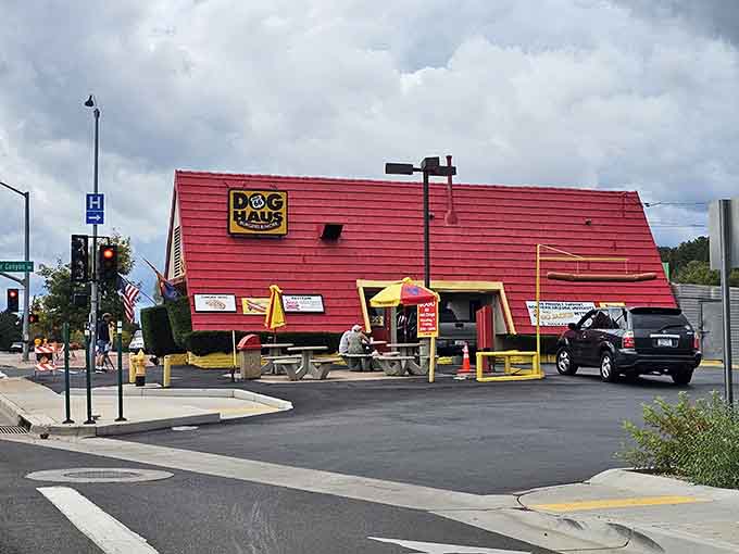That giant red dog house isn't a mirage, it's your next favorite lunch spot calling your name.
