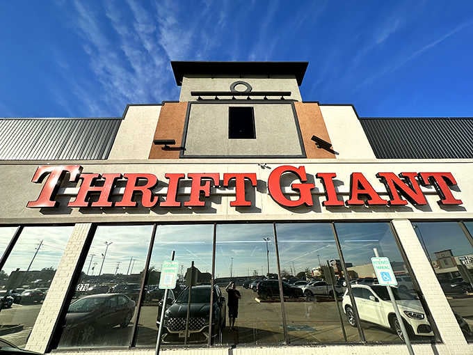 That bold red signage against the Texas sky isn't messing around about the "Giant" part of the name.