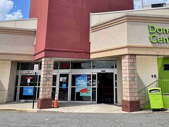 That distinctive red tower beckons bargain hunters like a lighthouse guides ships to shore.