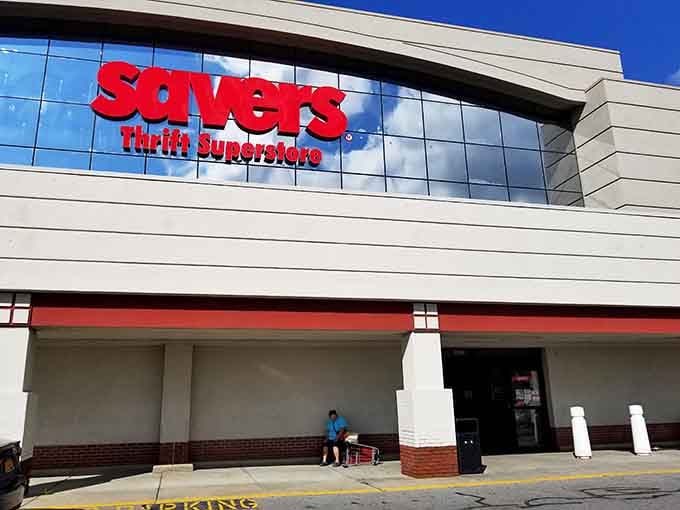 That bold red signage isn't whispering &ndash; it's announcing bargain paradise to everyone within eyeshot of the building.