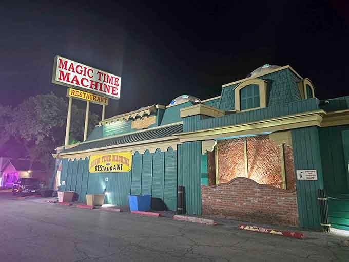 That turquoise exterior isn't trying to blend in, it's announcing that normal dinner rules don't apply here.