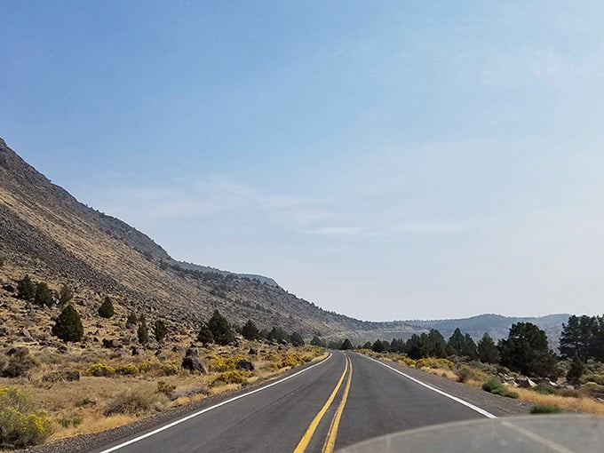 That ribbon of asphalt stretching toward volcanic ridges is your escape route from Oregon's greatest hits playlist.