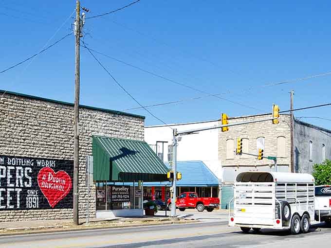 Downtown Dublin moves at its own pace, where horse trailers share the road with pickup trucks and nobody minds one bit.