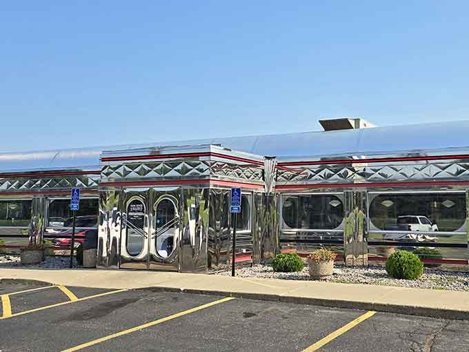 That gleaming chrome exterior isn't just for show, it's a beacon calling hungry travelers to breakfast paradise.