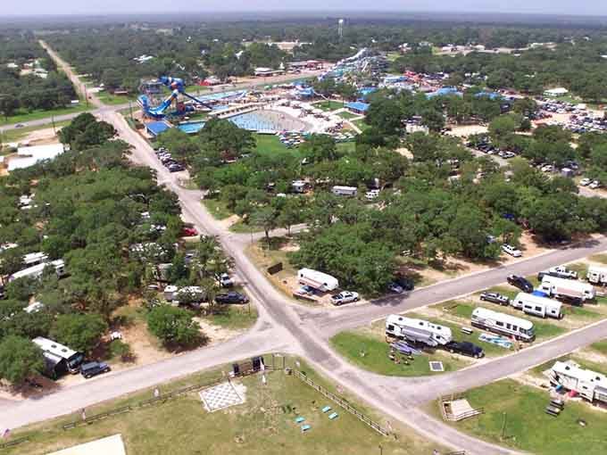 When your campground looks like a small city from above, you know someone understood the assignment perfectly.