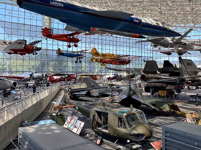 When the museum runs out of floor space, just hang everything from the ceiling and call it art.