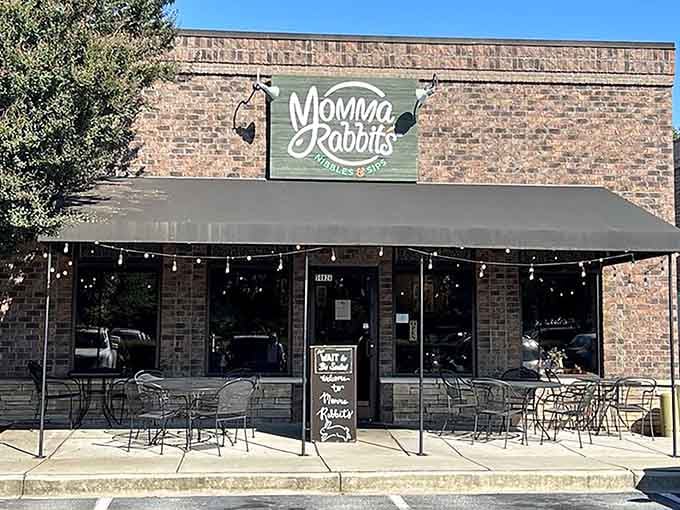 That green sign against brick is your beacon to breakfast bliss, complete with twinkling lights that say "stay awhile."